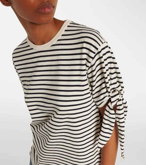 JW Anderson Striped Cotton Jersey T-shirt - White