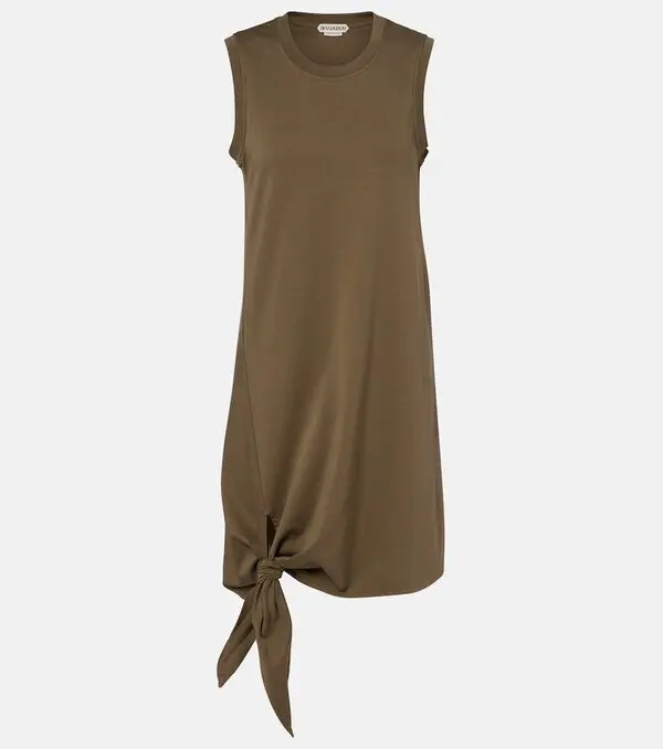 JW Anderson Cotton Jersey Mini Dress With Knotted Detail - Green