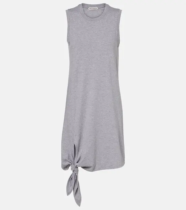 JW Anderson Cotton Jersey Mini Dress With Knotted Detail - Grey