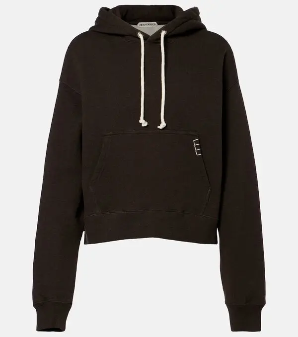 JW Anderson Cropped Cotton Hoodie - Brown