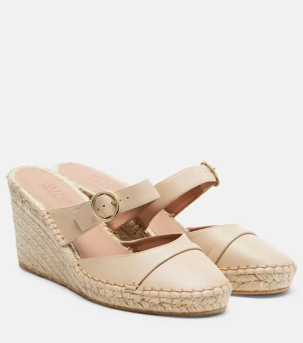 MALONE SOULIERS Farah Leather Espadrille Wedges - Beige