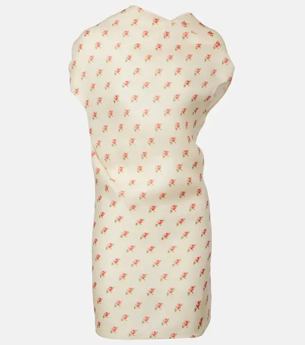 Khaite Floral Draped Silk Minidress - Beige