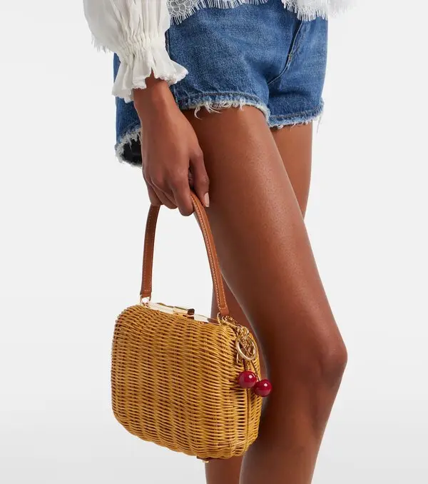 SELF-PORTRAIT Mini Rattan Top-handle Bag