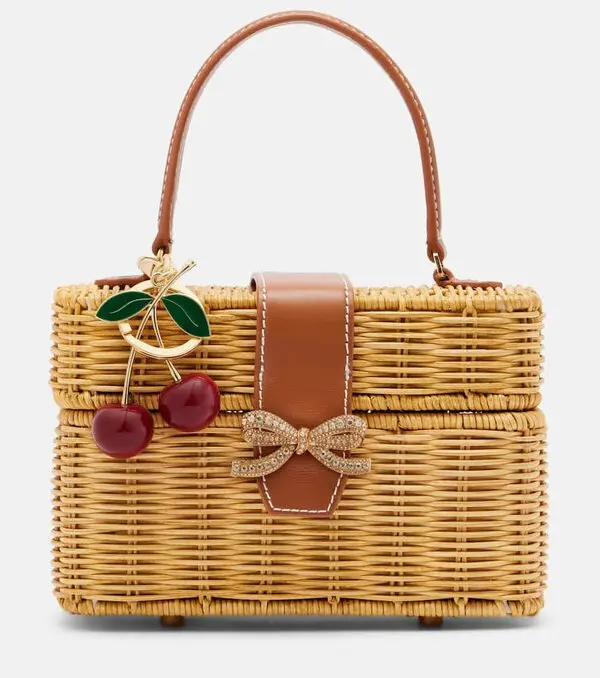 SELF-PORTRAIT Mini Rattan Top-handle Bag