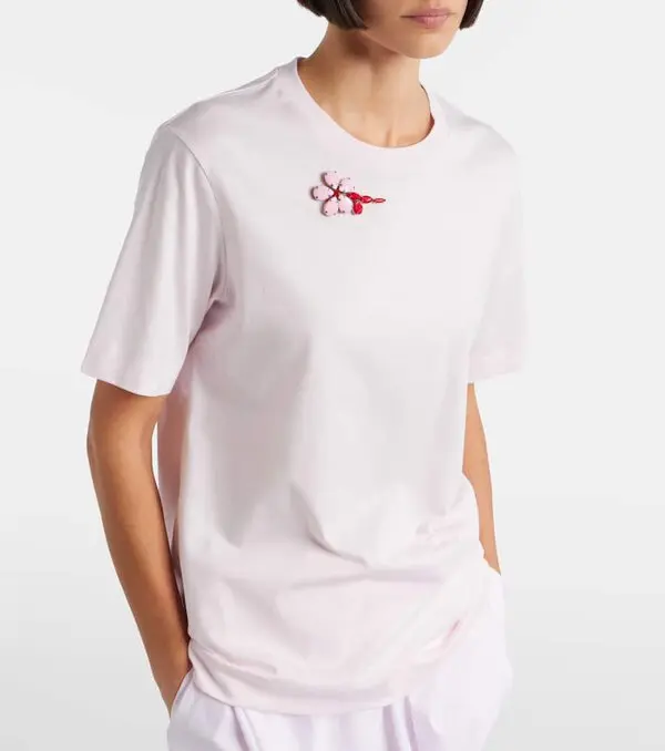 Simone Rocha Embellished Cotton Jersey T-shirt - Pink