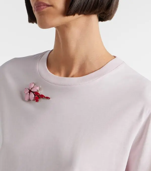 Simone Rocha Embellished Cotton Jersey T-shirt - Pink