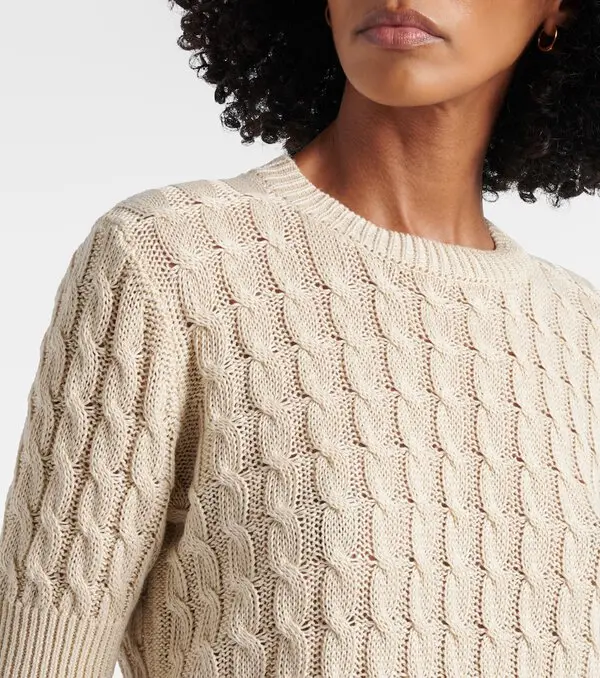 Max Mara Talamo Cable-knit Linen Sweater - Beige