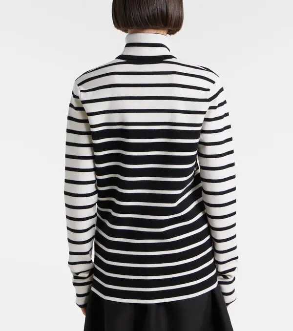 TOTEME Striped Wool-blend Turtleneck Sweater - Black