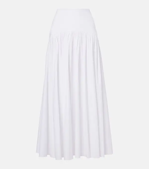 Staud Procida Cotton Poplin Maxi Skirt - White