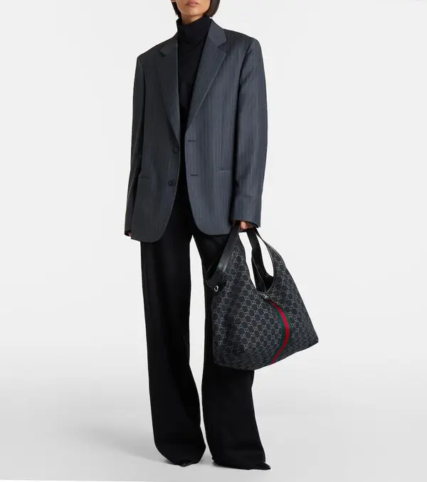 Gucci Large Gg Canvas Tote Bag - Black