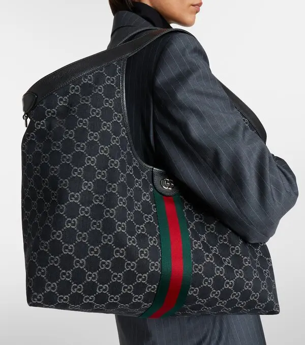 Gucci Large Gg Canvas Tote Bag - Black