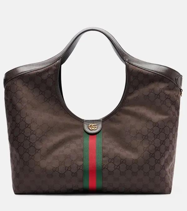 Gucci Giglio Large Gg Canvas Tote Bag - Brown