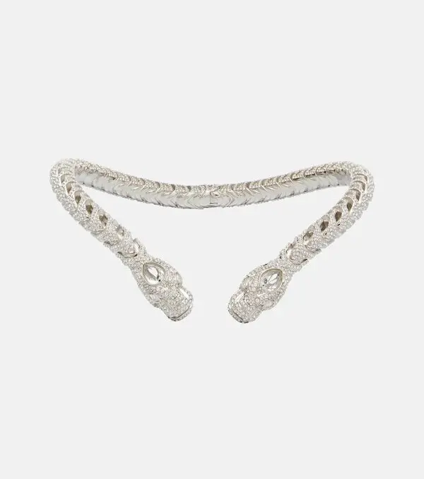 Gucci Dionysus Crystal-embellished Choker - Silver