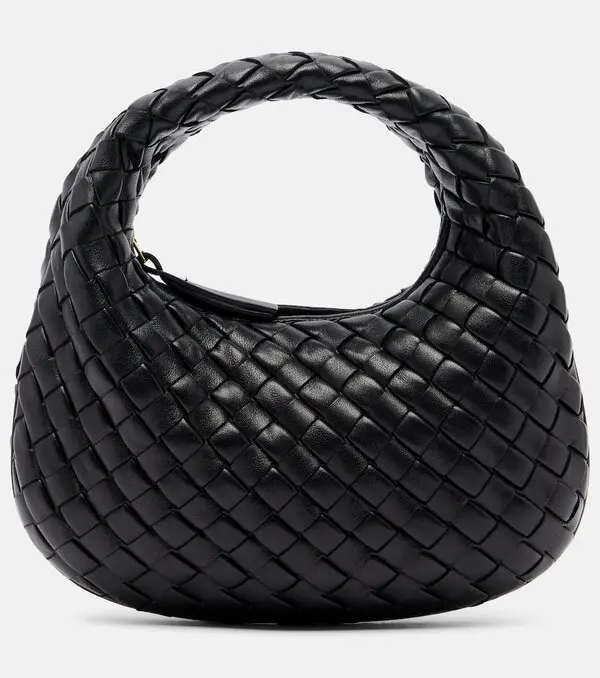 Bottega Veneta Baby Veneta Leather Top Handle Bag - Black