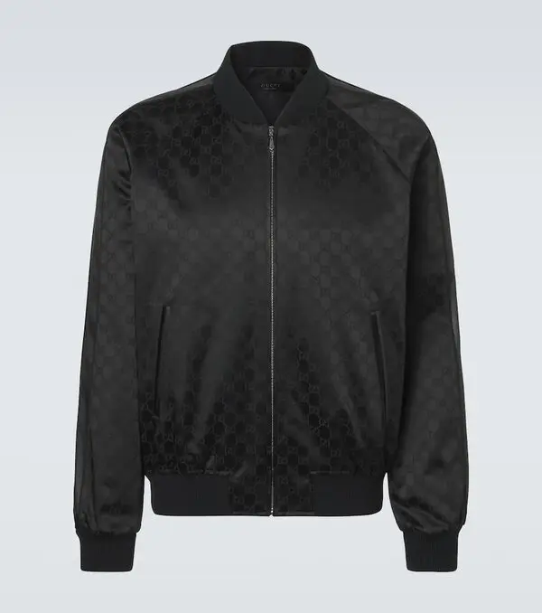 Gucci Gg Cotton-blend Satin Jacket - Black