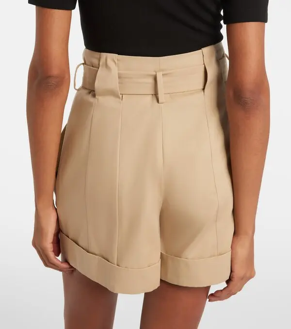 Balmain Belted Cotton Gabardine Shorts - Beige