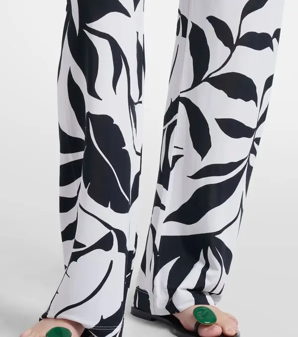 Max Mara Abate Printed Wide-leg Pants - Black