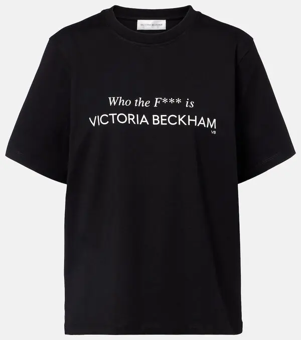 Victoria Beckham Printed Cotton Jersey T-shirt - Black