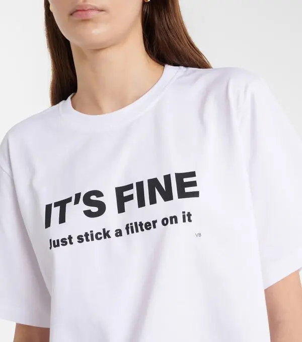 Victoria Beckham Printed Cotton Jersey T-shirt - White
