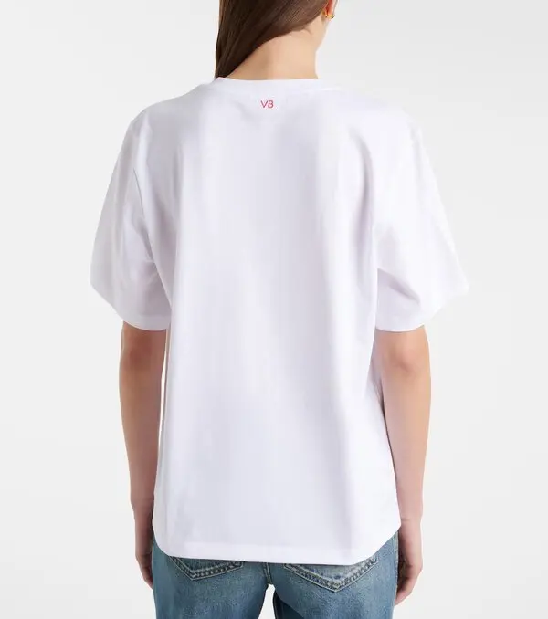 Victoria Beckham Printed Cotton Jersey T-shirt - White