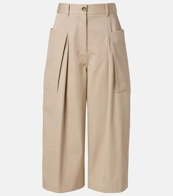 Loewe Cotton And Silk Cropped Pants - Beige