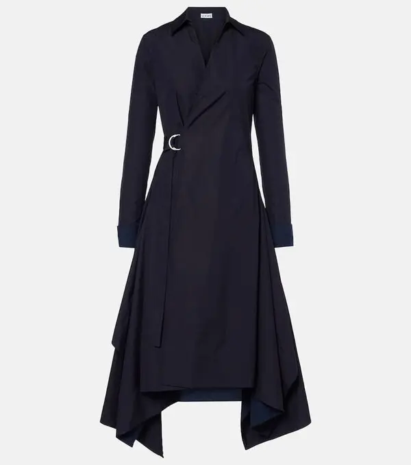 Loewe Draped Cotton Wrap Dress - Blue