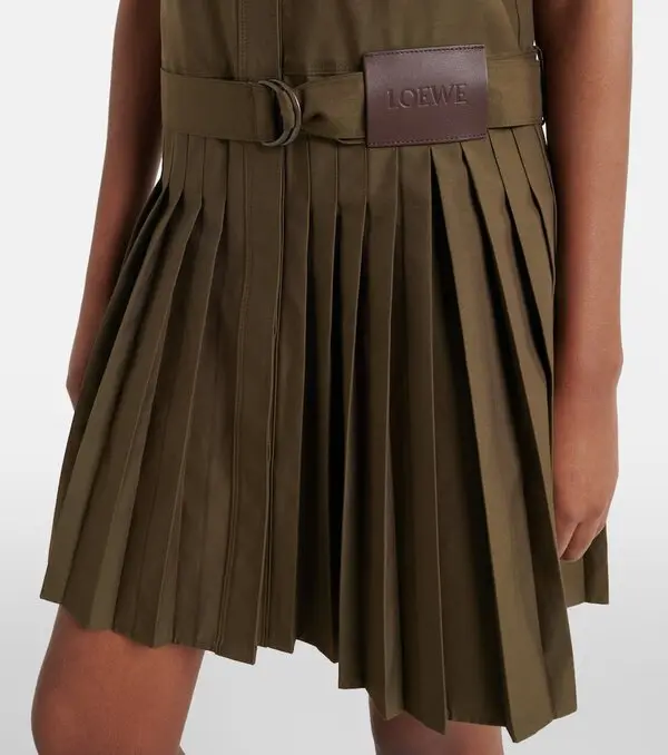 Loewe Belted Pleated Shirt Dress - Green | Editorialist
