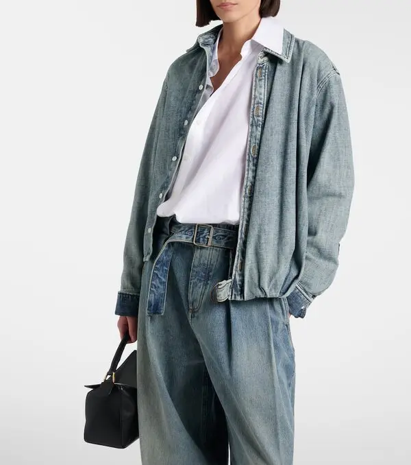 Loewe Draped Belted Denim Shirt - Blue