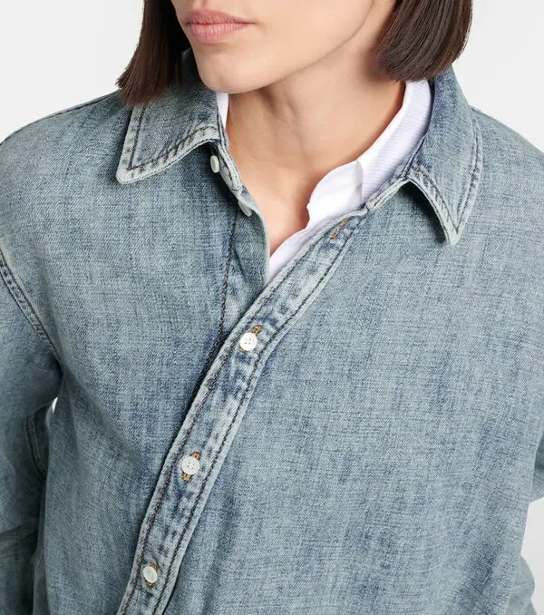 Loewe Draped Belted Denim Shirt - Blue