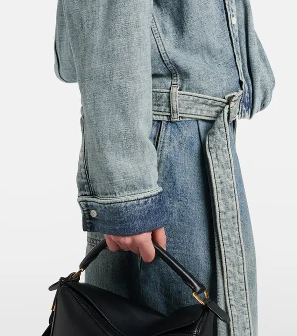 Loewe Draped Belted Denim Shirt - Blue