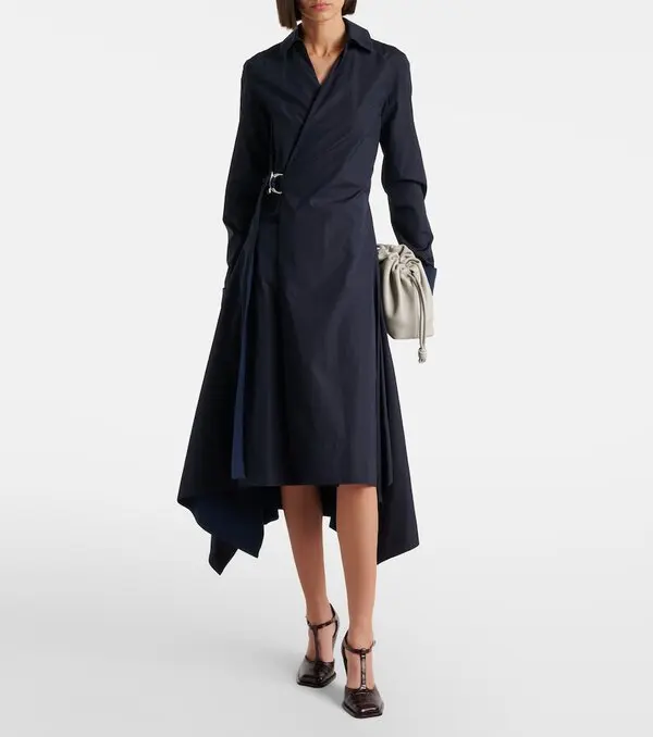 Loewe Draped Cotton Wrap Dress - Blue