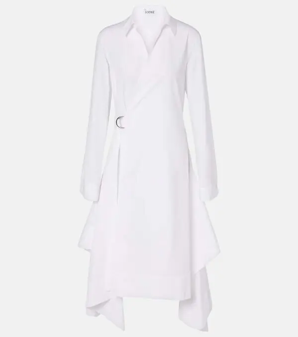 Loewe Draped Cotton Wrap Dress - White