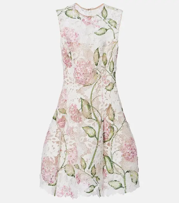 Oscar De La Renta Embroidered Cocktail Dress - Multicoloured