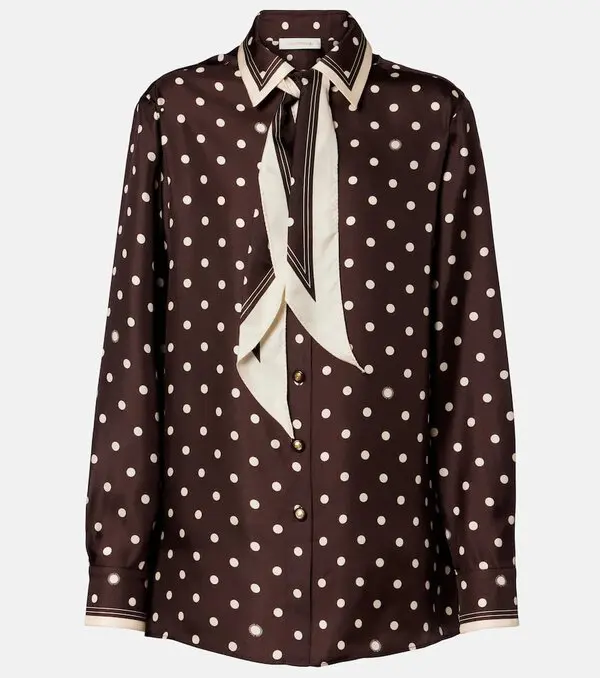 Zimmermann Polka-dot Silk Shirt - Brown