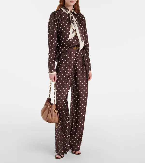 Zimmermann Polka-dot Silk Shirt - Brown