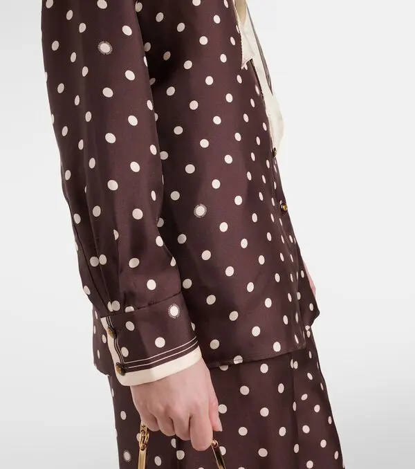 Zimmermann Polka-dot Silk Shirt - Brown