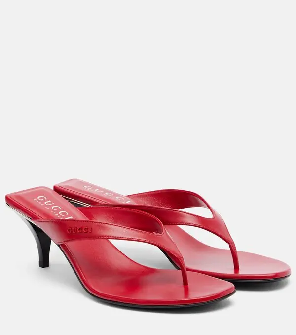 Gucci Neo 55 Leather Thong Sandals - Red