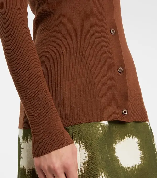 Prada Virgin Wool Buttoned Cardigan - Brown