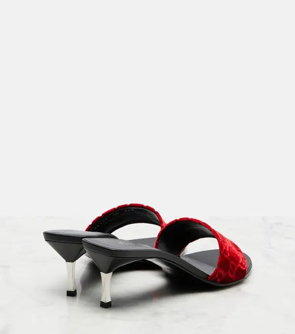 Gucci Gg Velvet Mules - Red
