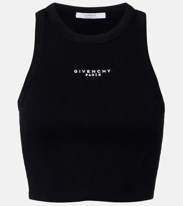 Givenchy Cropped Logo Cotton Tank Top - Black