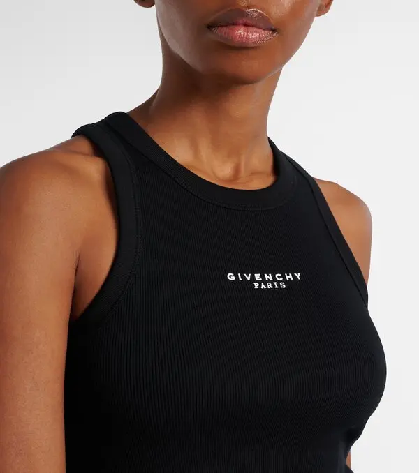 Givenchy Cropped Logo Cotton Tank Top - Black