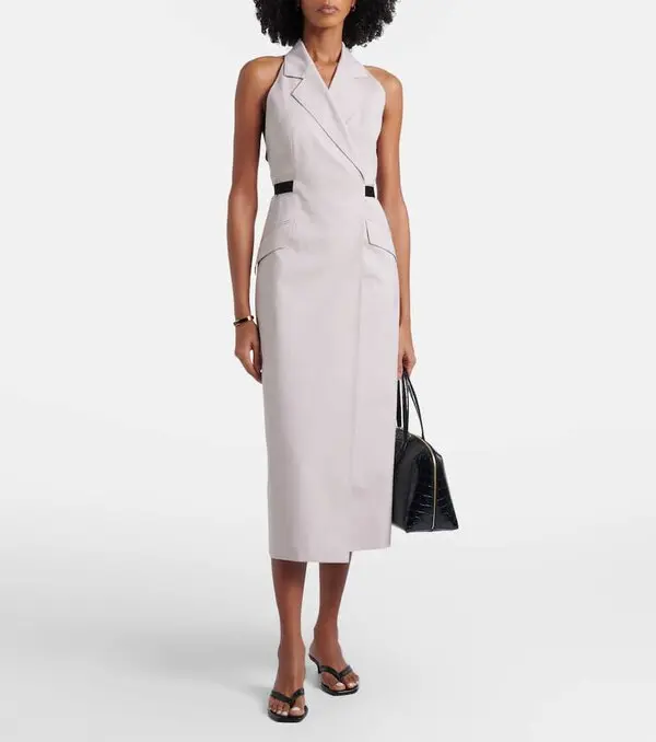 Max Mara Cime Cotton And Wool Canvas Midi Dress - Beige