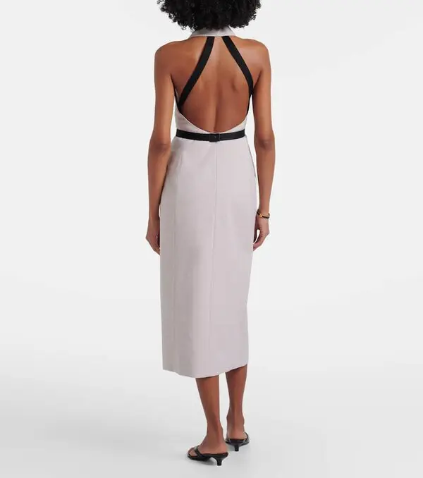 Max Mara Cime Cotton And Wool Canvas Midi Dress - Beige