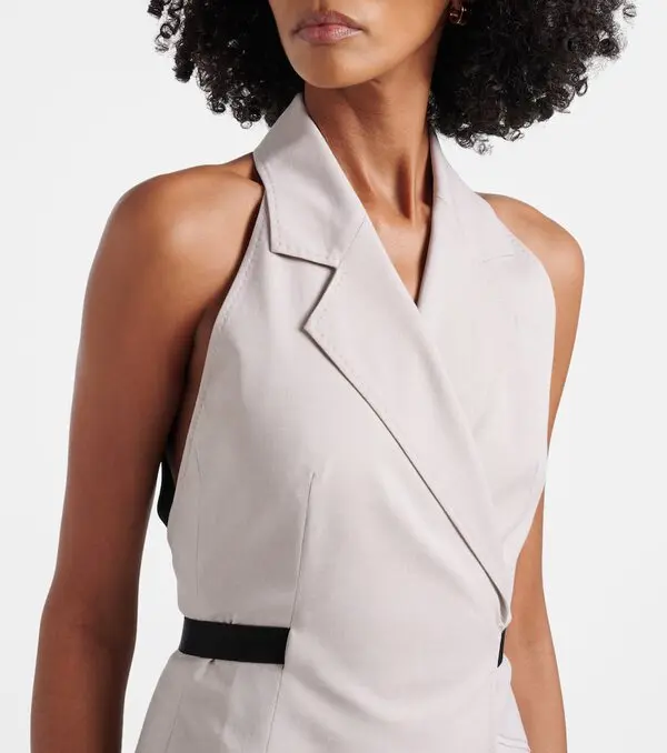 Max Mara Cime Cotton And Wool Canvas Midi Dress - Beige