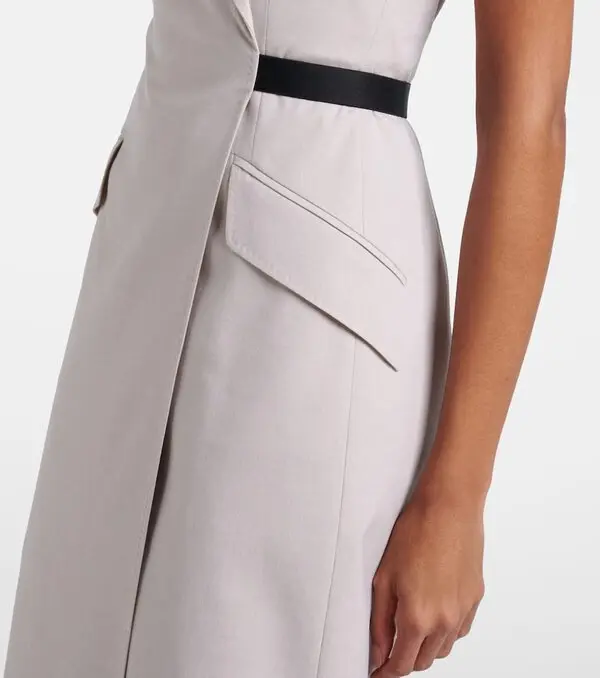 Max Mara Cime Cotton And Wool Canvas Midi Dress - Beige