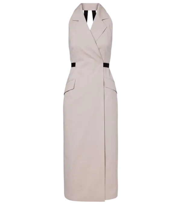Max Mara Cime Cotton And Wool Canvas Midi Dress - Beige