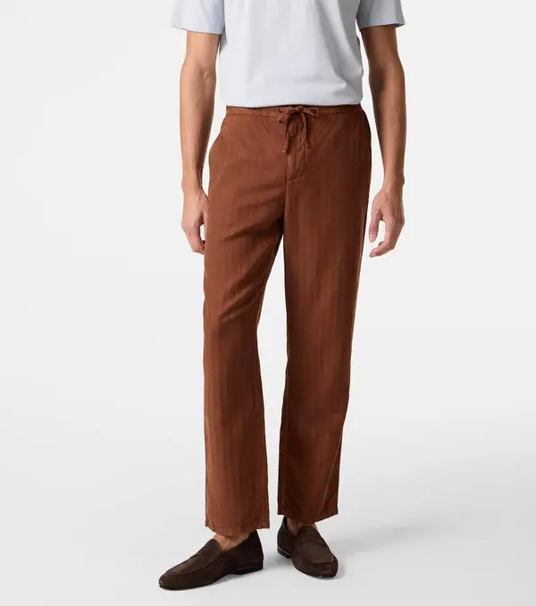 Frescobol Carioca Mendes Herringbone Straight Pants - Brown