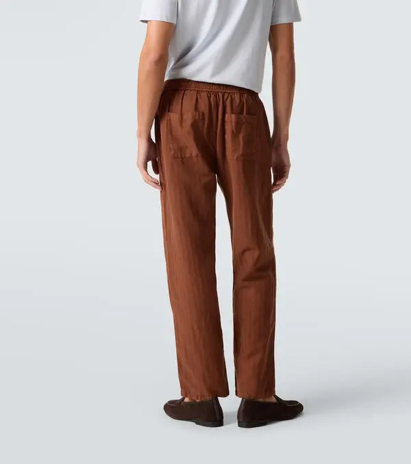 Frescobol Carioca Mendes Herringbone Straight Pants - Brown