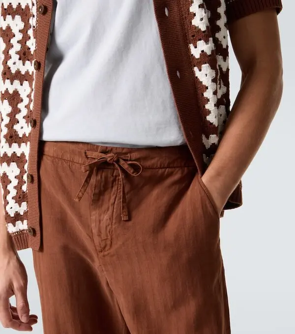 Frescobol Carioca Mendes Herringbone Straight Pants - Brown