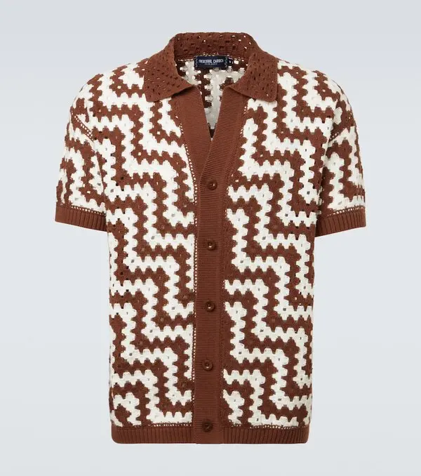 Frescobol Carioca Pinto Crochet Cotton Cardigan - Brown